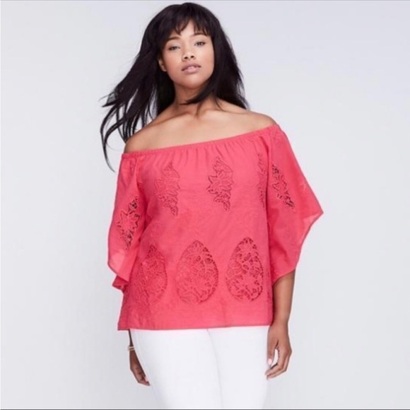 Lane Bryant | Tops | Lane Bryant Off The Shoulder Crochet Top Plus Size ...